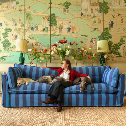 Cocobella 3.5 Seater Sofa in Coastal Blue Stripe - Hand Made in USA ...