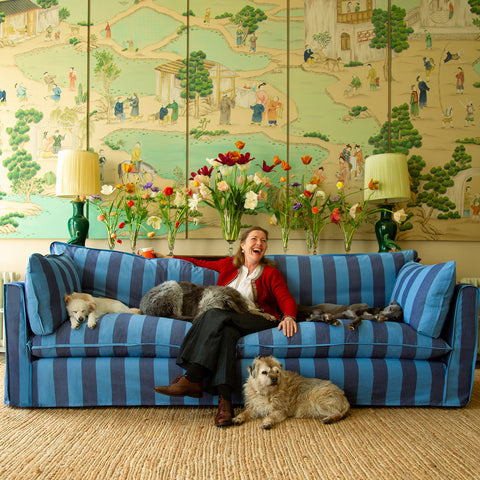 Cocobella 3.5 Seater Sofa in Coastal Blue Stripe - Hand Made in USA ...